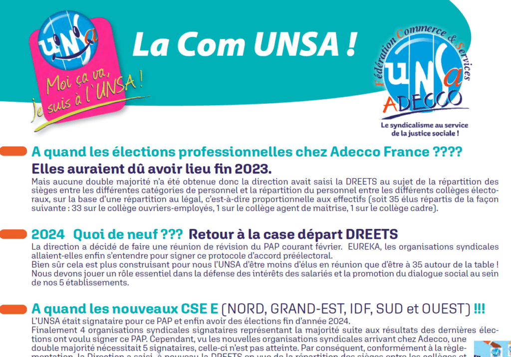Nos Combats - UNSA Adecco